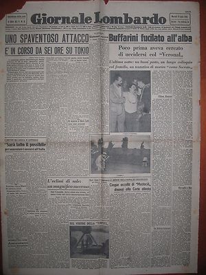 GIORNALE LOMBARDO 10/7/45 Buffarini Guidi fucilato all'alba | eBay