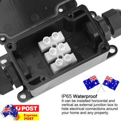 2-Way Junction Box Black Outdoor Waterproof IP65 Plastic Electric ...