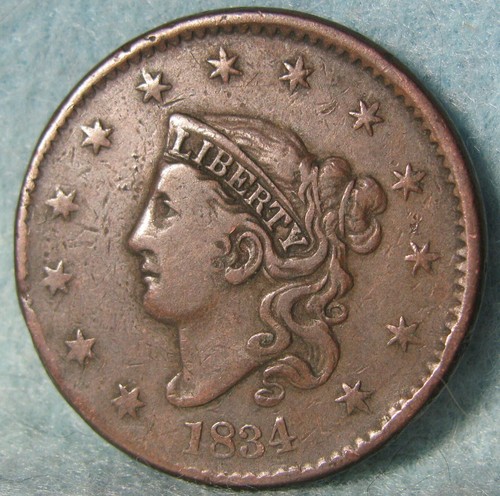 1834 Coronet Head Large Cent Better Grade w/ Rotated Reverse Old US ...