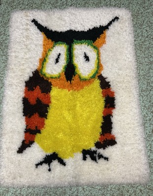 Vintage 70s Owl Latch Hook Rug Completed Approx 29” X 21” | eBay