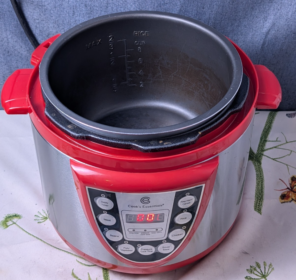 Cook's Essentials 4QT Electric Pressure Cooker Red K43547172000 Slow ...