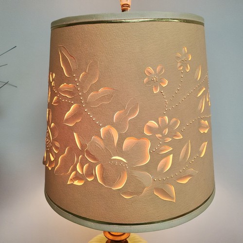 Vintage~Cut & Pierced Paper~Single Lamp Shade~Charming Floral Design ...