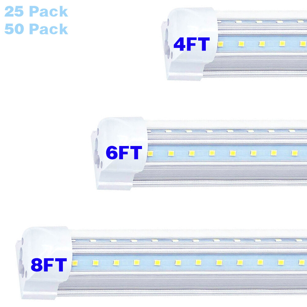 25 Pack T8 LED Shop Light Fixture 4FT 6FT 8FT LED Tube Light Bulb 6500K ...