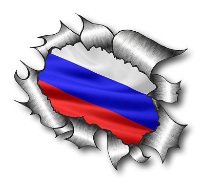 Ripped Torn Metal Look Design Russia Russian Country Flag vinyl car ...