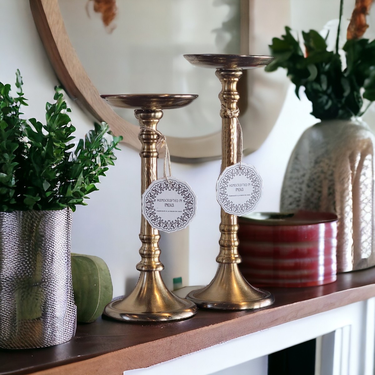 Brass Candlesticks Made In India Wonderful Pair Of Arts And Crafts