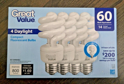 Walmart Great Value Light Bulb 14W 60W-Equivalent Spiral (CFL ...