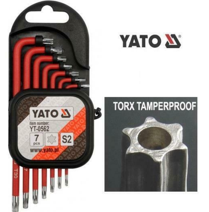 Yato torx tamperproof security bits T9-T30 allen key set 7 pcs S2 steel ...
