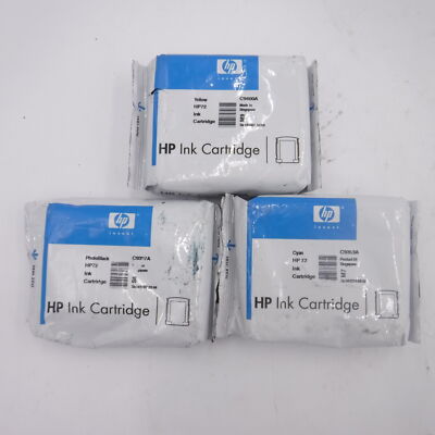 3 Pack HP Ink Cartridges Cyan Yellow Photo Black C9400A C9398A C9307A ...