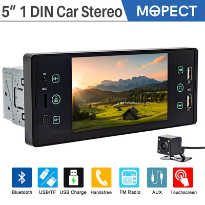 MOPECT 1 DIN 5" MP5 Car Stereo Radio IPS Touch Screen TF/2USB/AUX ...