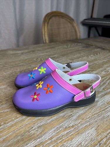 Hanna Andersson Clogs Little Girl 28 EUR Purple Leather With Flowers, Sweden | eBay