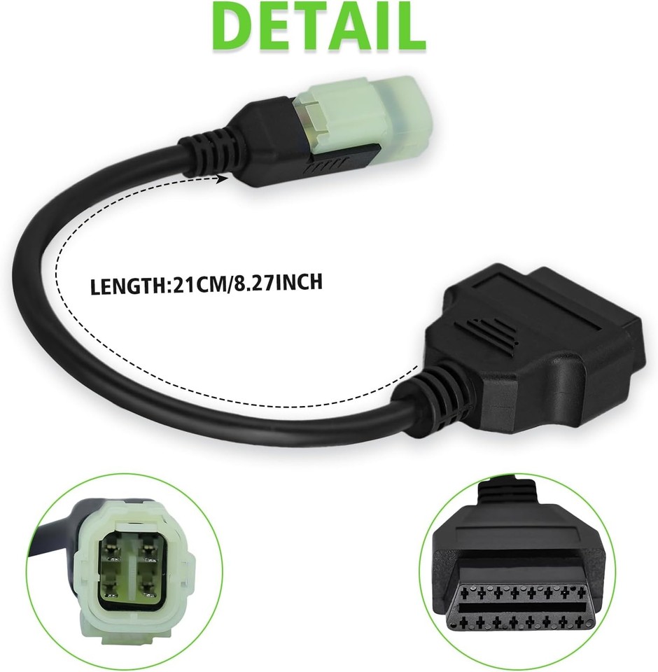 Obd2 Adapter Fit for Kawasaki Motorcycle 4 Pin to 16 Pin OBD Diagnostic ...