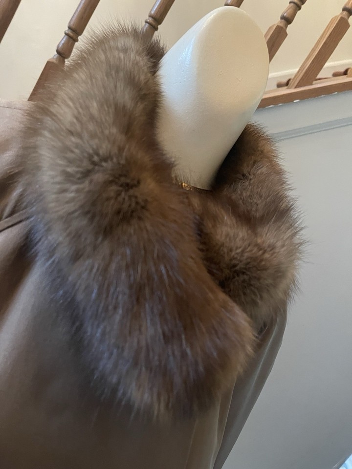 Russian Sable Fur Trimmed Sheared Fur Lining Jacket Coat | eBay
