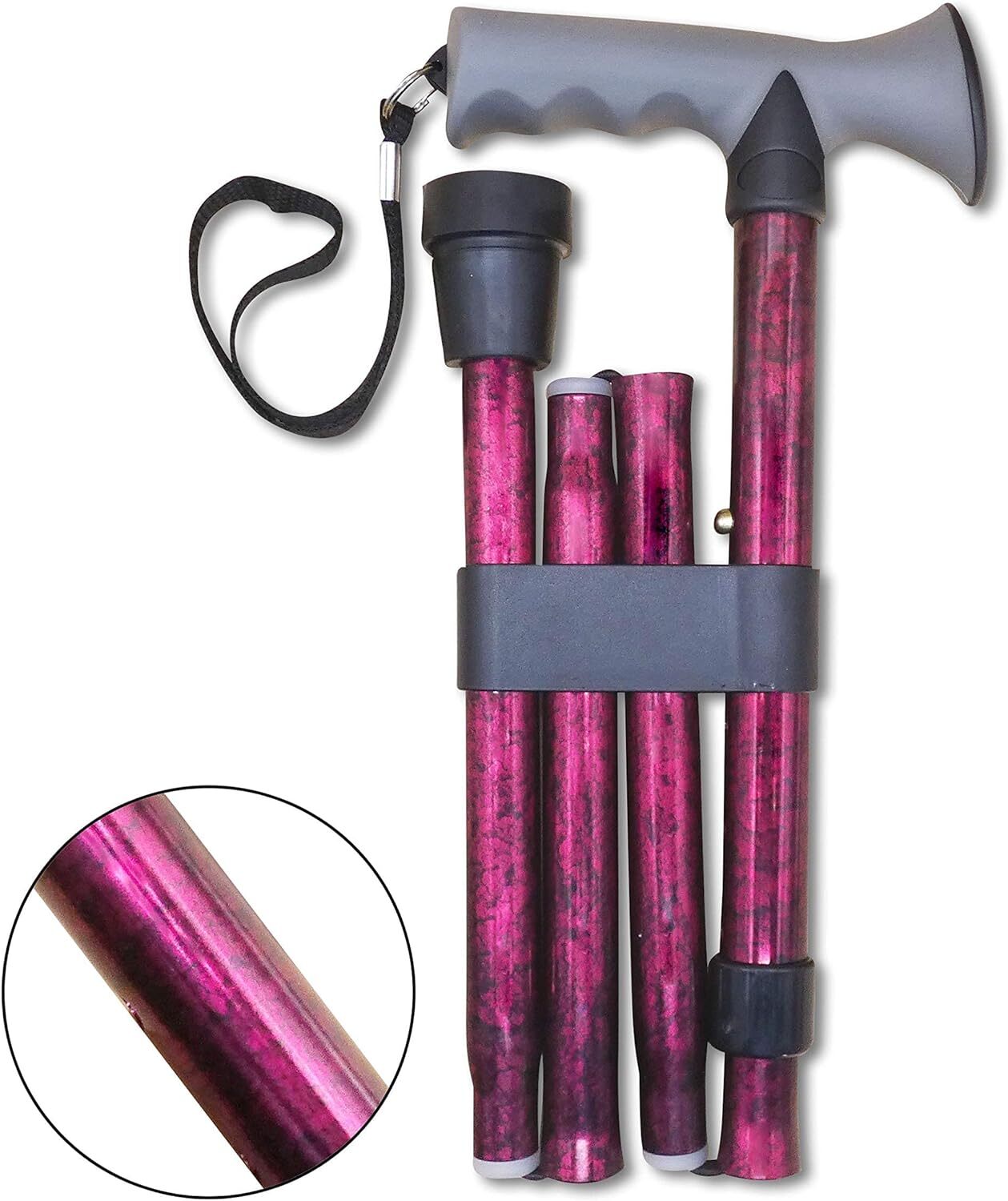 Life Healthcare Foldable Walking Stick Gel Grip - Red or Blue Crackle! | eBay UK