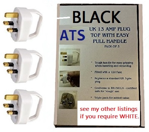 3x BLACK Easy Pull 13A Plugs Handle Arthritis Mobility Disability Aid ...