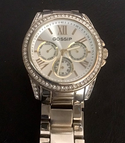 Vtg Gossip Brand Analog Timepiece Rhinestone Crystal Watch Quartz ...