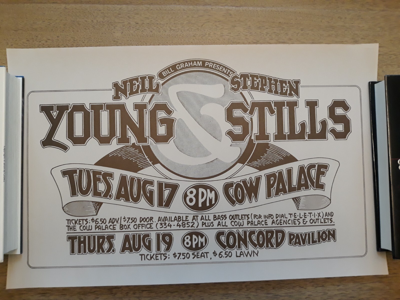 Neil Young Stephen Stills, Aug 19 1976 Cancelled Concert Poster, Cow ...