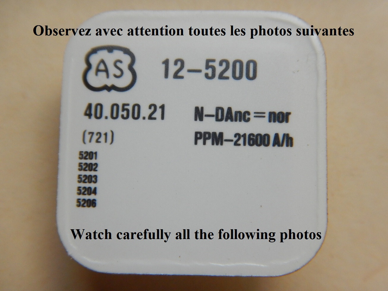 BALANCIER AVEC SPIRALE BALANCE WHEEL AS Cal 5200 Part 721 | eBay