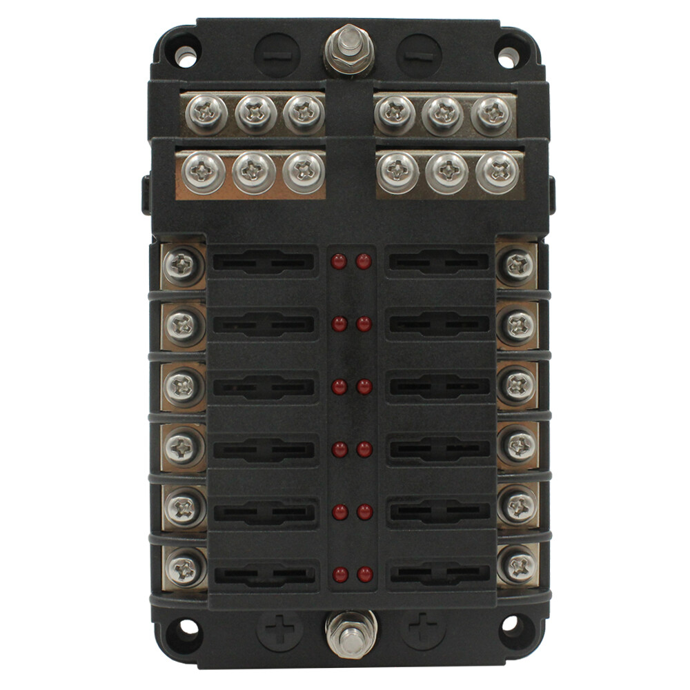 12 Way Fuse Box with Bus Bar for Block Terminal Holder Circuit 12v 24v ...