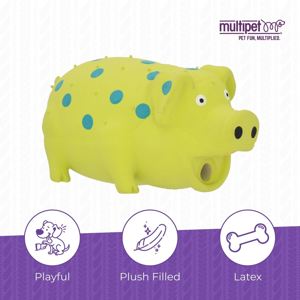 Multipet's 9-Inch Latex Polka Dot Globlet Pig Dog Toy, Assorted Colors ...