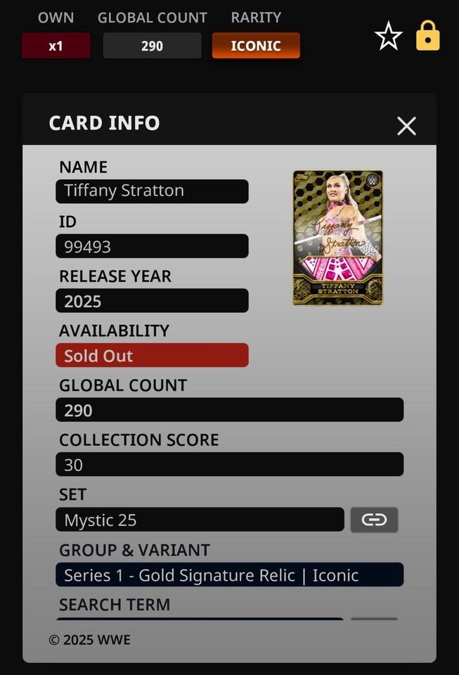 Topps WWE Slam Tiffany Stratton 2025 Mystic Iconic *NOT PHYSICAL* | eBay
