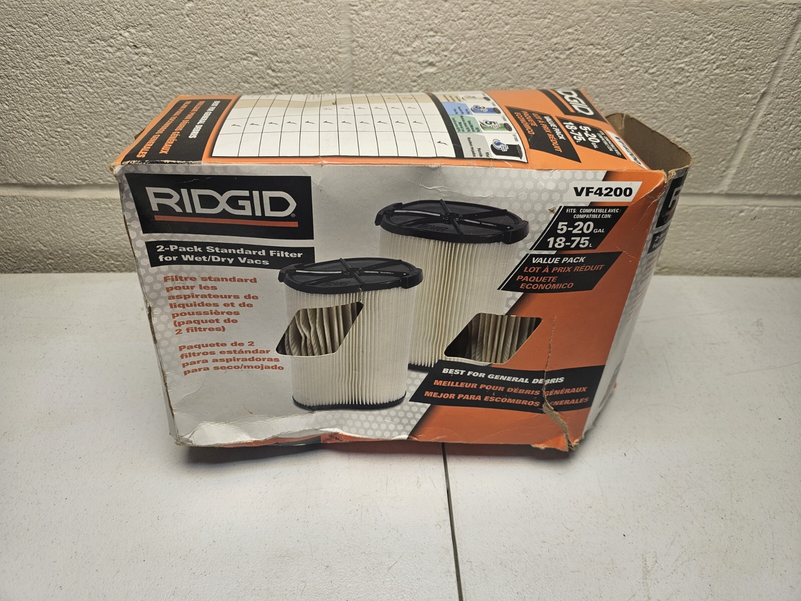 Ridgid VF4200 Wet/Dry Vacuum Filters (2-Pack of VF4000) for sale online ...