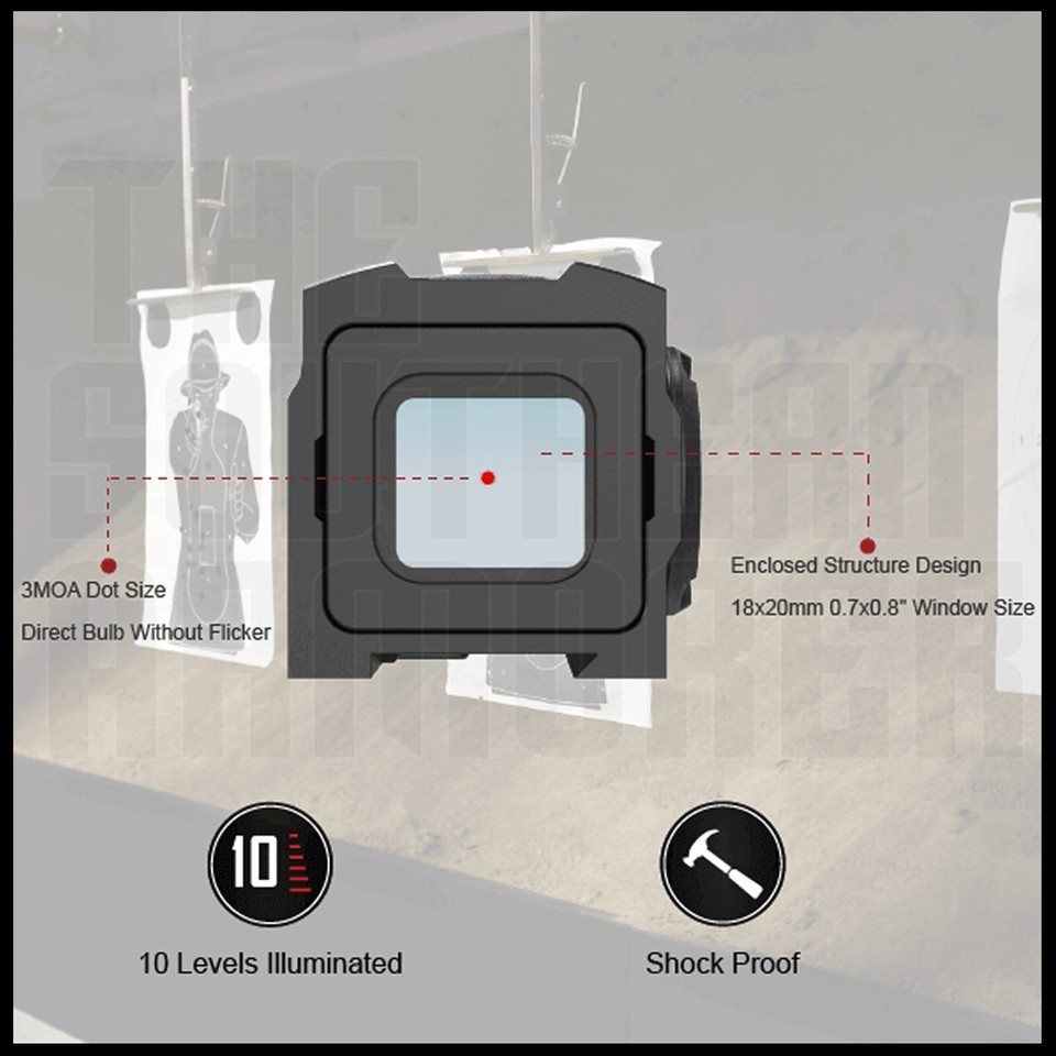NEW ENCLOSED SOLAR POWERED RED DOT OPTIC SIGHT MULTI-RETICLE RMR 407C ...