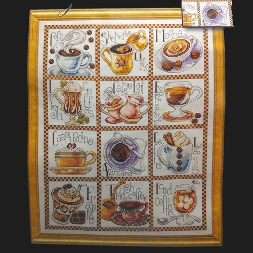 Design Works Coffee Break Cross Stitch Kit - 12x16 Mocha Cappuccino Espresso Mug | eBay