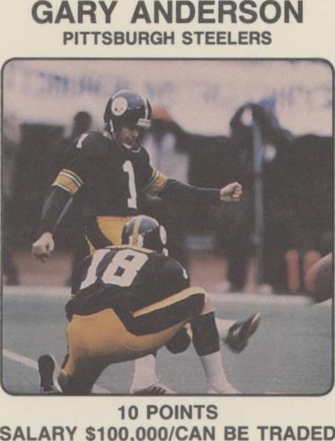 1989 NFL Franchise Game Player Cards - Gary Anderson Kicker for sale ...