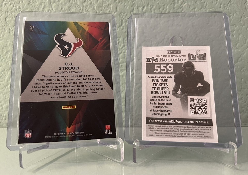 2023 Panini NFL Sticker C.J Stroud Rare Insert & C.J Stroud Prizmatic ...