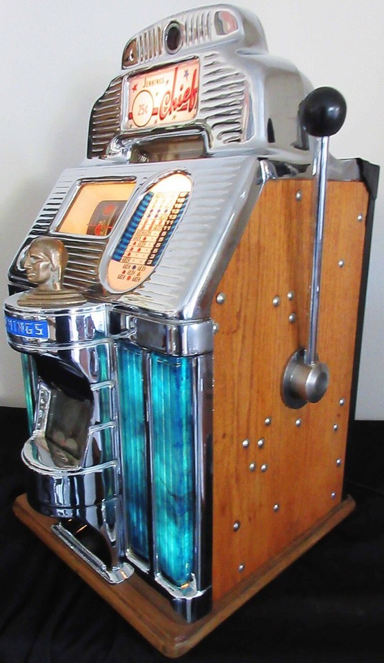 Jennings 25c Tourquise Lite Up Club Chief Slot Machine Tic Tac Toe | eBay