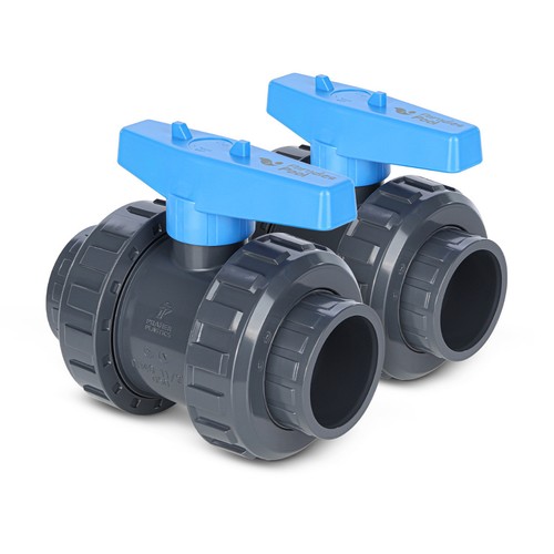 2er Set PVC-U Fitting Kugelhahn Absperrhahn 2-Wege 50mm mit Klebemuffe ...