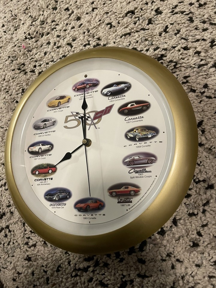 Official 50th Anniversary Chevrolet Corvette Car Wall Clock | eBay