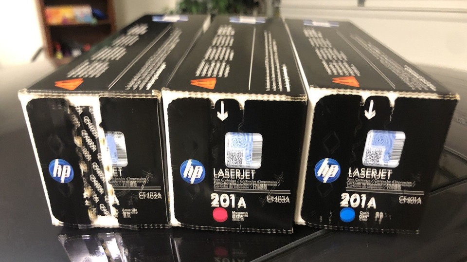 HP 201A Magenta Cyan Yellow Genuine HP LaserJet Toner Cartridge Expired ...