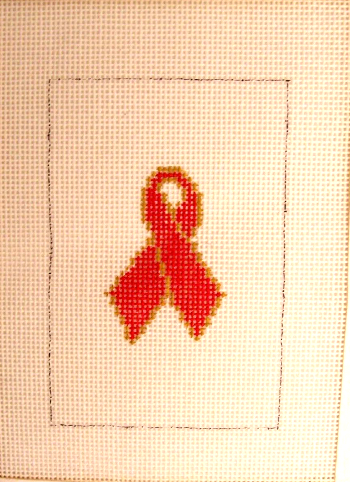 DAVID HP SMALL RED RIBBON NEEDLEPOINT CANVAS DESIGN 2" X 1 1/2" | eBay