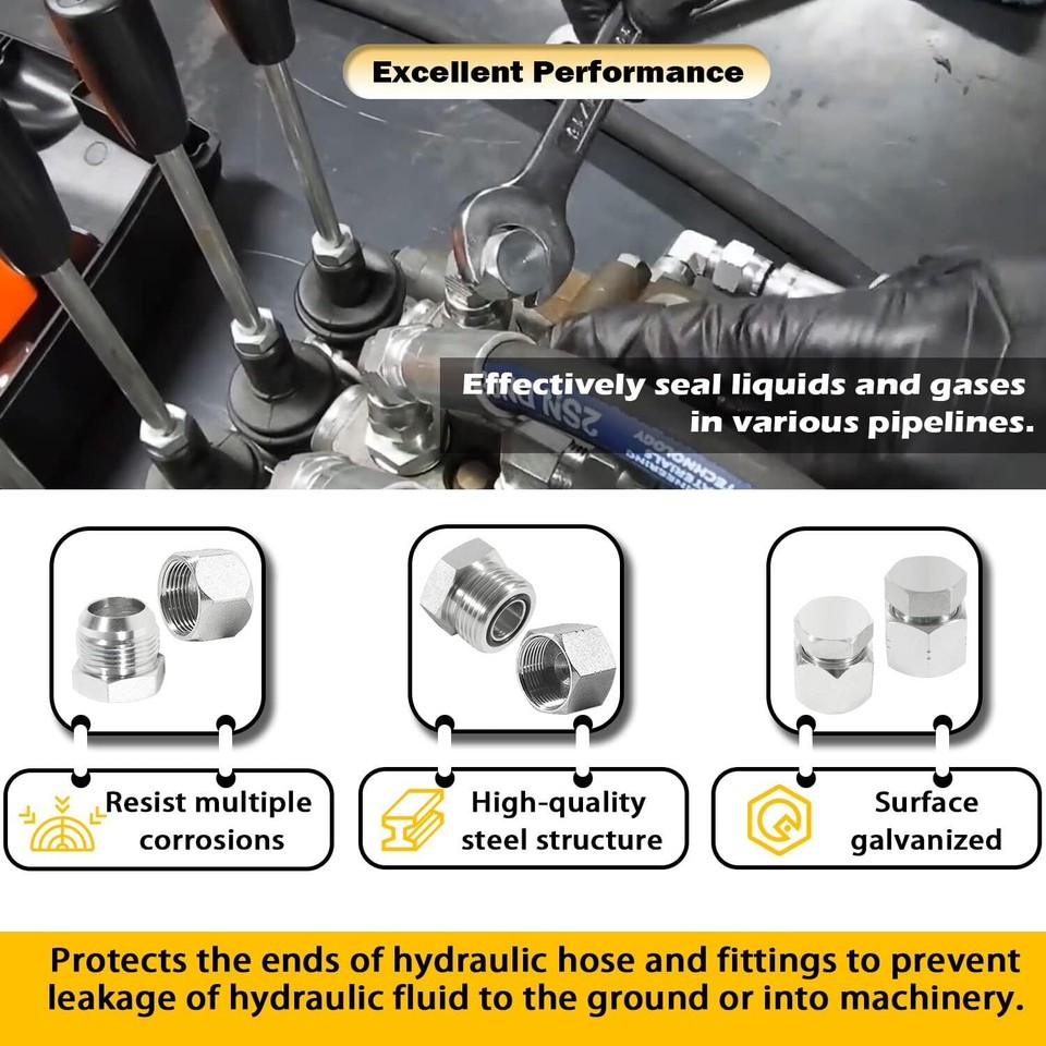 JIC and ORFS Hydraulic Cap and Plug Kit Hose Tube and Pipe Fitting Set ...
