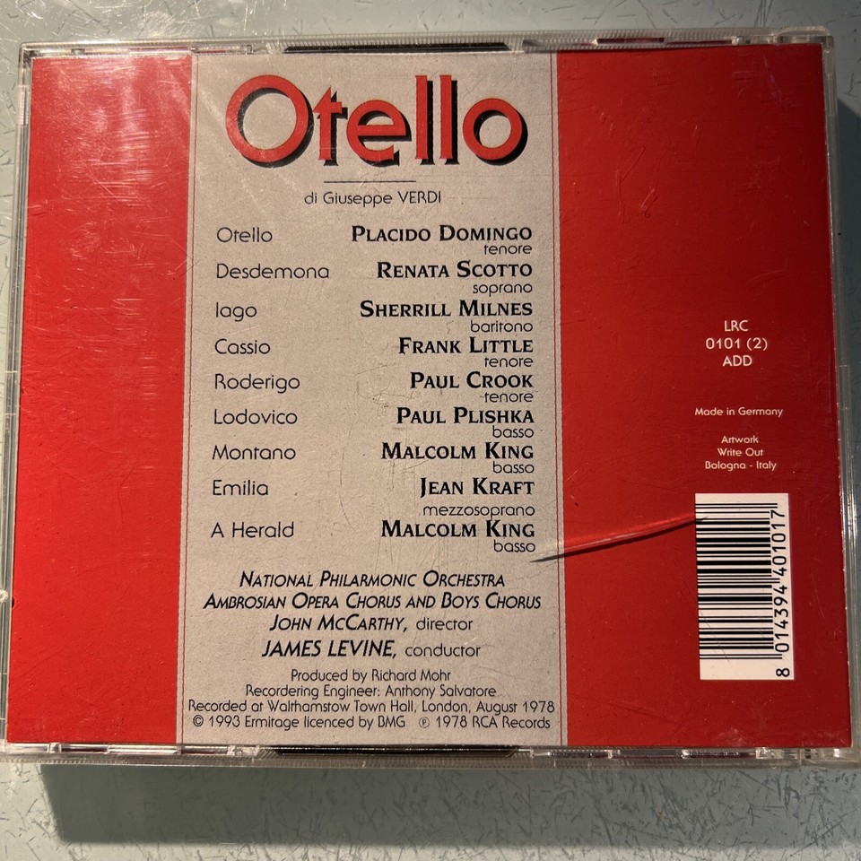 Giuseppe Verdi, OTELLO: Placido Domingo,Renata Scotto,Sherrill Milnes ...