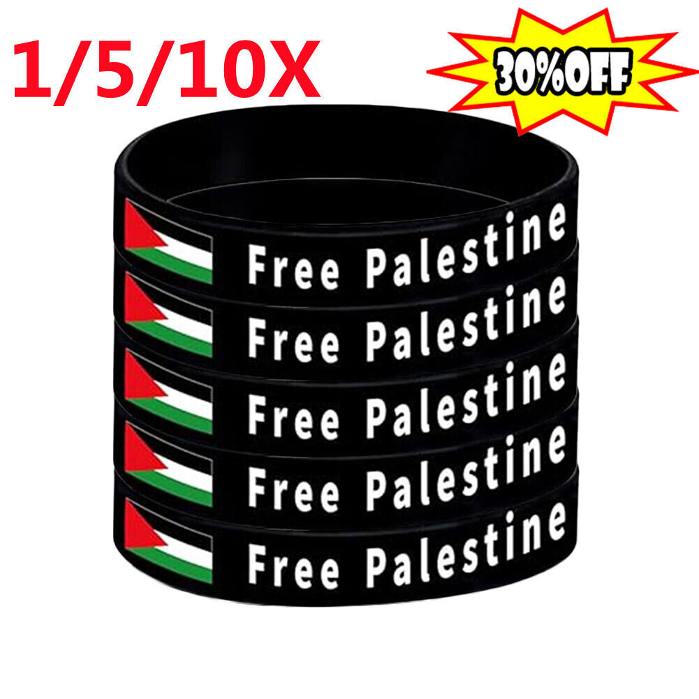 Free Palestinian Wristband Save Gaza Silicone Wrist Band Palestine Flag ...