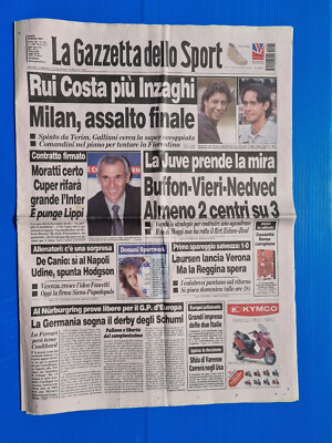 Gazette Dello Sport 22 Juin 2001 Inzaghi-Rui Costa-Buffon-Vieri-Nedved ...