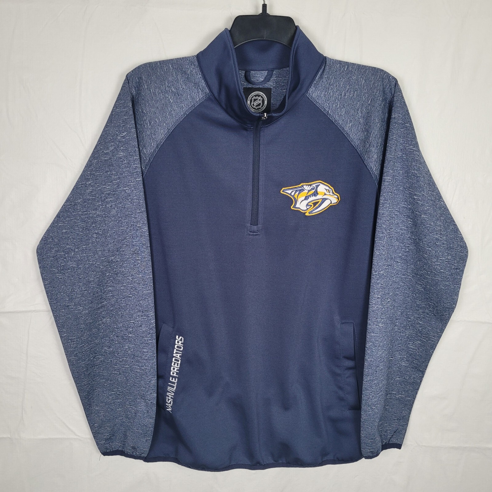 NHL Nashville Predators Large Quarter Zip Fleece Pull Over Blue Jacket ...