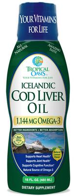 Tropical Oasis Icelandic Cod Liver Oil Liquid Vitamins Maximum Strength ...