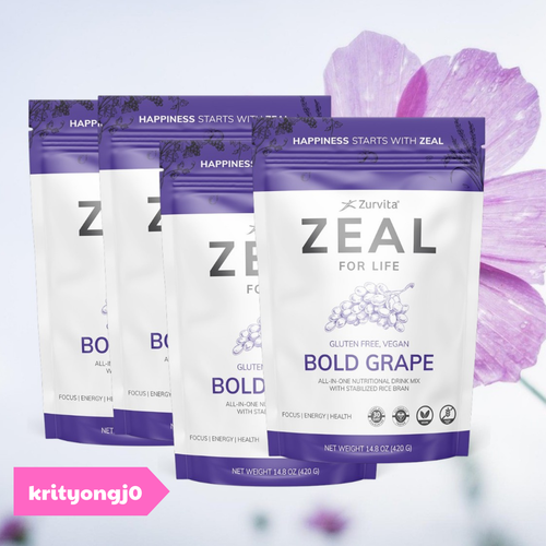 4 Pack - Zurvita Zeal 30-Day Wellness Bag, (4X 420 Grams) VEGAN BOLD ...