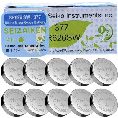 Seiko Seizaiken 377 SR626SW SR66 1.5V Silver Oxide Watch Battery Pack ...