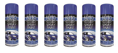 6x 400ml Auto Extreme BLUE GLOSS Spray Paint Aerosol Auto Car Lacquer ...