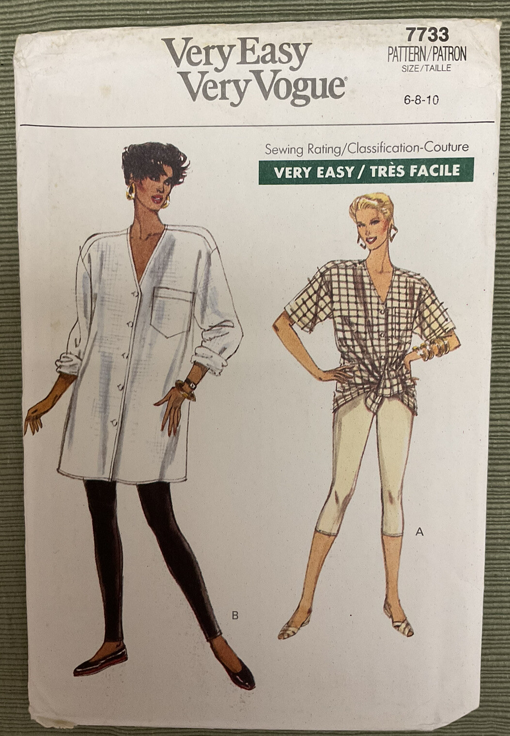 Vogue 7733 Misses/Misses Petite Shirt & Leggings Sewing Pattern 6-8-10 ...