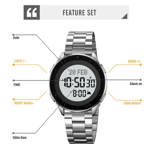 SKMEI Men Watch Muslim Prayer Wristwatch Qibla Time Reminder Male ...