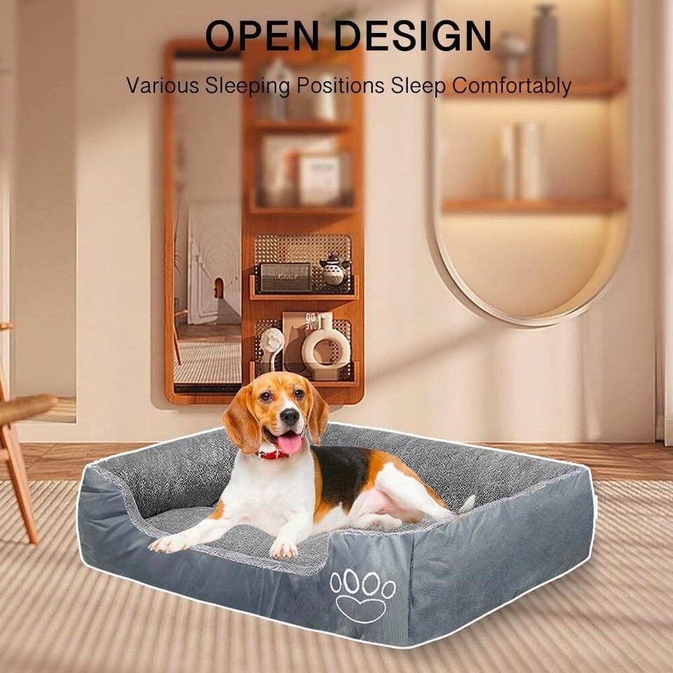 Dog Bed Washable Rectangle Dog Beds Soft Pet Cat Bed for Small Medium ...