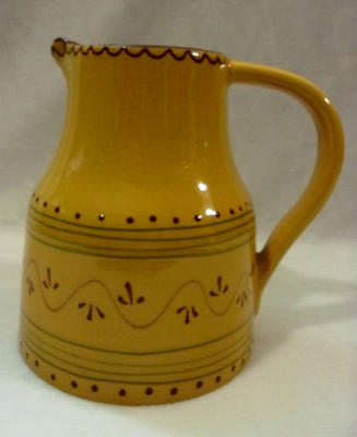 BOBBY FLAY GLAZED CERAMIC PITCHER - PLANCHA - Mustard, Burgundy, and ...