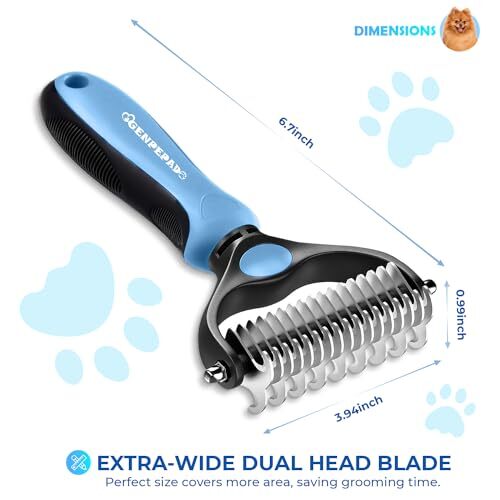 Undercoat Rake for Dogs & Cats, Dematting Comb with Extra Wide Double ...