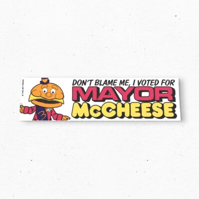 Voted for MAYOR McCHEESE Bumper Sticker - Funny Vintage Style - Vinyl ...