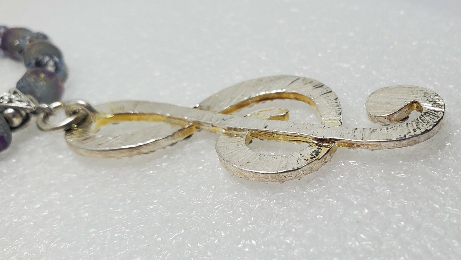 Crystal TREBLE CLEF Musical MUSIC NOTE silver tone be… - Gem